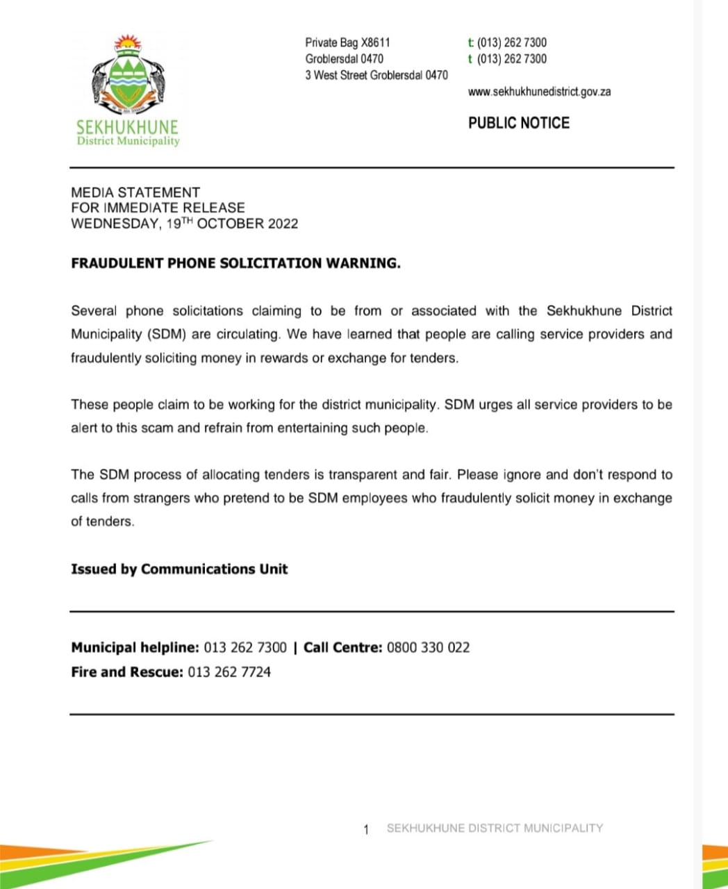 Public Notices | Sekhukhune District